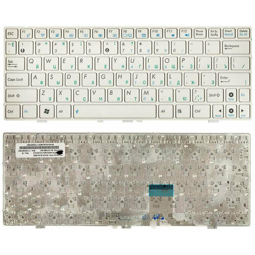 Клавиатура для нетбука Asus EEE PC 1000HC, русская, белая с белой рамкой