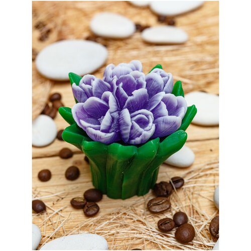 Мыло глицериновое ручной работы Букет тюльпанов "бело-фиолетовый " 110 гр.