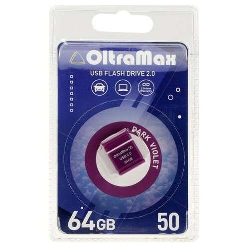 Флешка OltraMax 50, 32 Гб, USB2.0, чт до 15 Мб/с, зап до 8 Мб/с, оранжевая