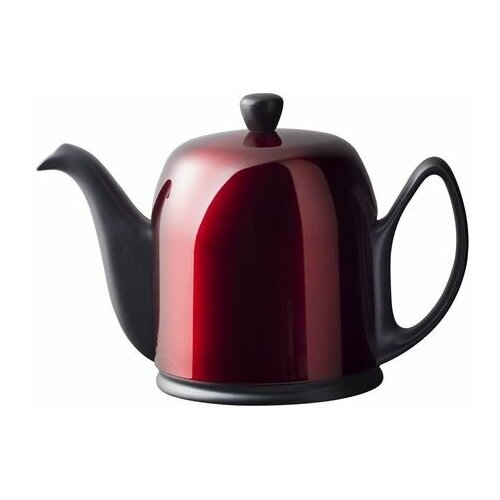 Фарфоровый черный заварочный чайник на 6 чашек с красной крышкой. Salam Mat Black 238935 , 900 мл, Degrenne