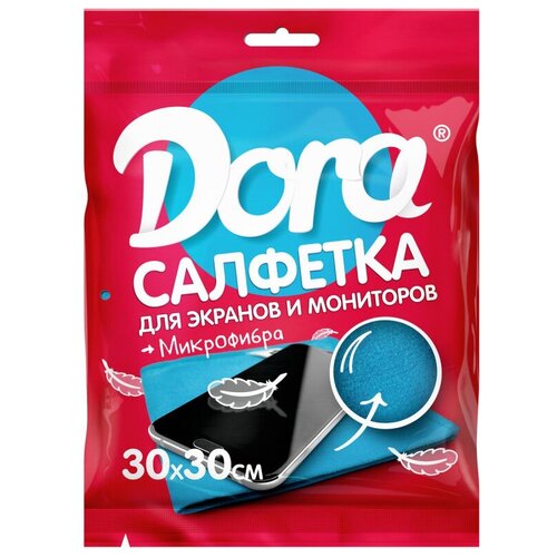 Салфетка для экранов, мониторов и электротехники Dora 30х30см микрофибра