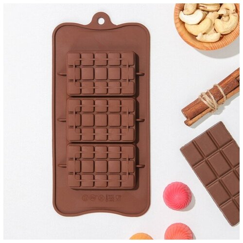 Форма для шоколада «Мини-десерт», 3 ячейки, 22×11×1 см, цвет шоколадный