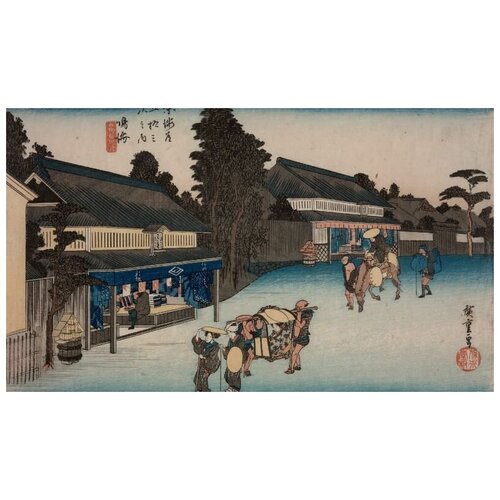 Репродукция на холсте Наруми 41 (1833-1834) (Narumi #41 (from the series "Fifty-three Stations of the Tokaido")) Утагава Хиросигэ 69см. x 40см.