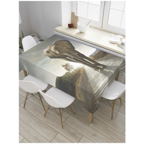 Скатерть прямоугольная JoyArty на кухонный стол "Слоновая дорога" из оксфорда, 180x145 см