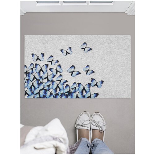 Придверный коврик в прихожую JoyArty "Улетающие бабочки" для обуви, на резиновой основе, 75x45 см