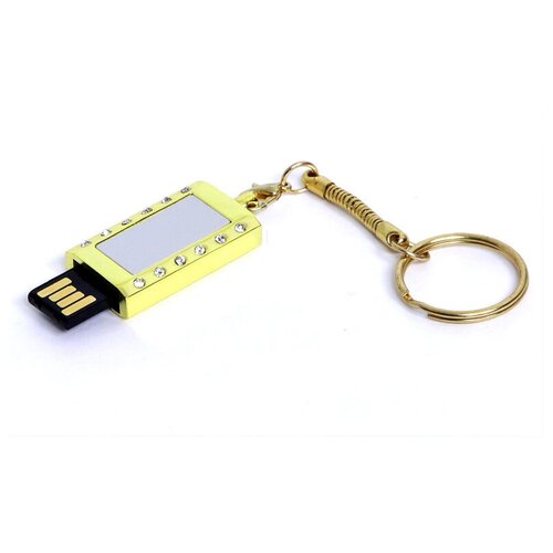 Металлическая флешка Кулон со стразами (64 Гб / GB USB 2.0 Золотой MiniDiamond Подарок на праздик день влюбленных 14 февраля любимой девушки)