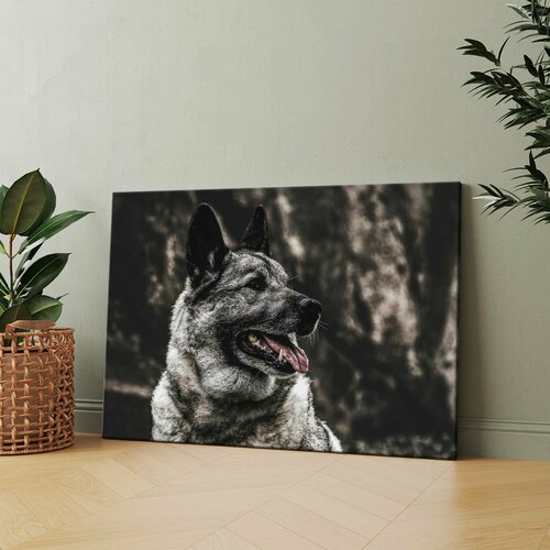 Картина на холсте (Собака с высунутым языком и открытой пастью) 60x80 см. Интерьерная, на стену.