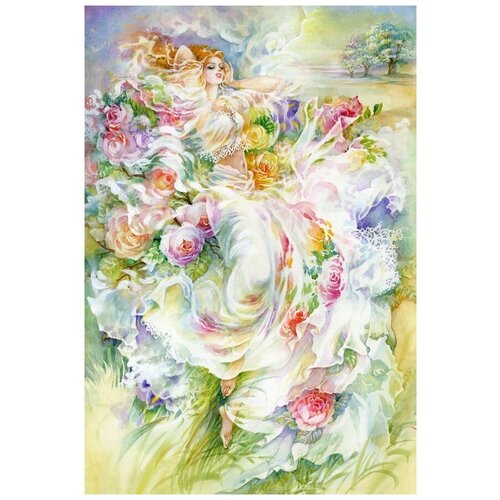 Постер на холсте Девушка в цветах (Girl in flowers) №1 30см. x 44см.