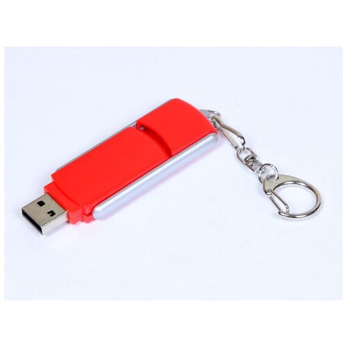 Выдвижная прямоугольная пластиковая флешка для нанесения логотипа (4 Гб / GB USB 2.0 Красный/Red 040)
