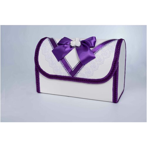 Свадебный сундучок в фиолетовом цвете для денежных подарков жениху и невесте - "Очарование" / Свадебная казна для денег