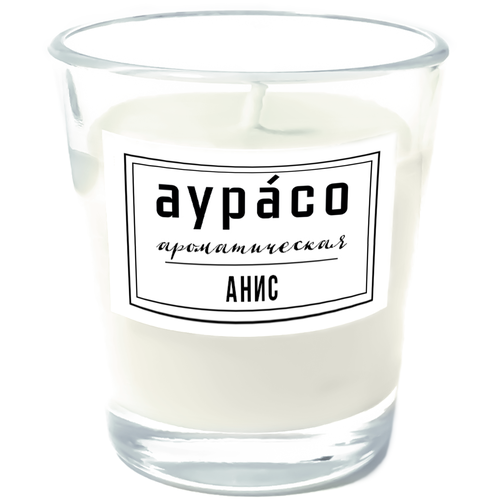 'Анис' - ароматическая свеча Аурасо из 100 % соевого воска, 5x4 см, 100 гр, белая, 1 шт.