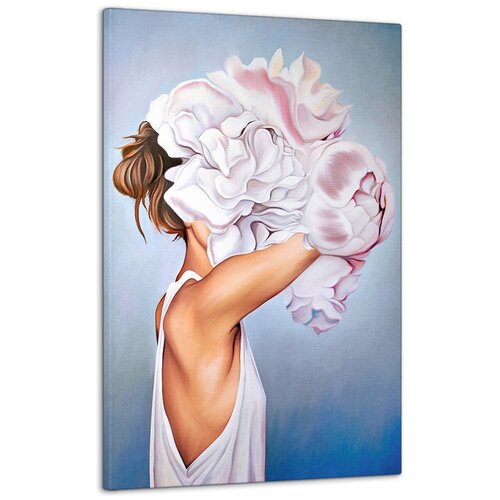 Картина на стену, для интерьера "Девушка с цветами" 50x70 см