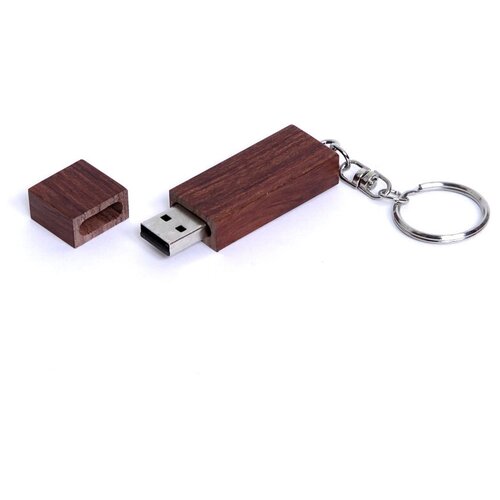 Прямоугольная деревянная флешка Woody с магнитным колпачком (4 Гб / GB USB 2.0 Красный/Red Wood2 В подарок классу)