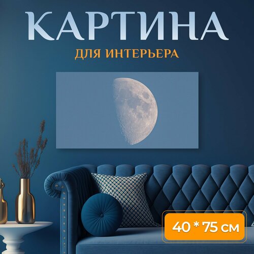 Картина на холсте "Луна, небо, атмосфера" на подрамнике 75х40 см. для интерьера