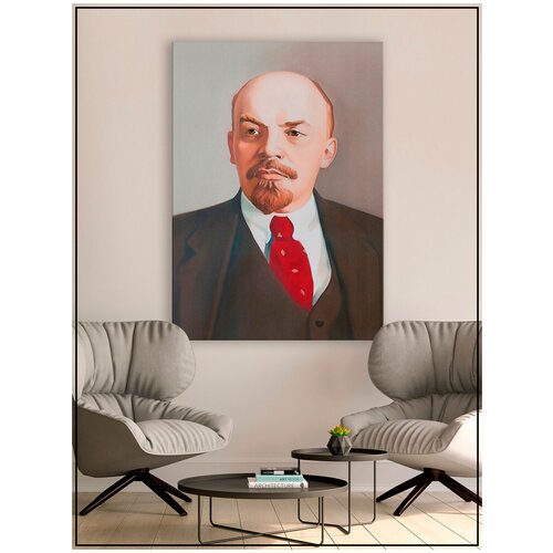 Картина для интерьера на натуральном хлопковом холсте "Портрет Ленина", 30*40см, холст на подрамнике, картина в подарок для дома