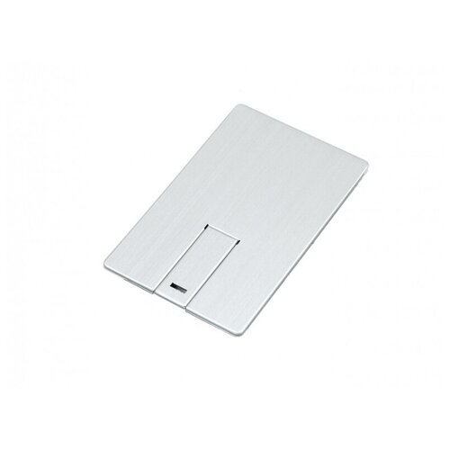 Раскладная металлическая флешка визитка кредитка для нанесения логотипа (128 Гб / GB USB 2.0 Серебро/Silver MetallCard2 Отличный корпративный подарок)