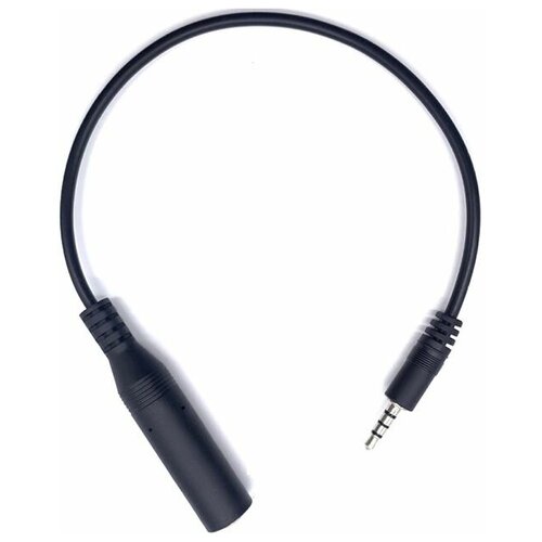 Аудио кабель переходник адаптер GSMIN Maple4 Mini Jack 3.5 мм 4 pin (M) - Jack 6.35 мм (F) джек 30 см (Черный)