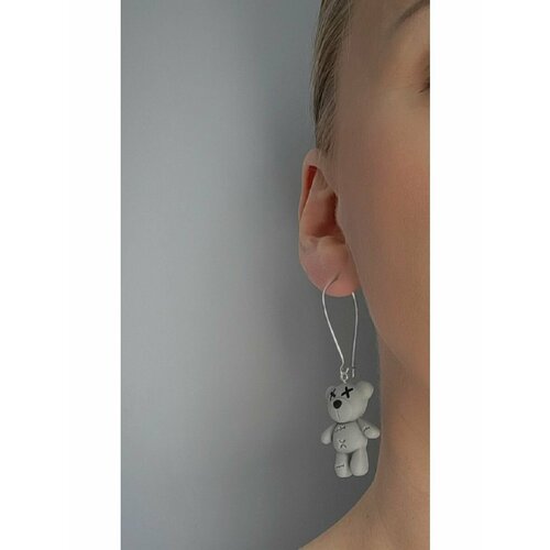 Серьги ( Verba ), кристалл, серый, черный