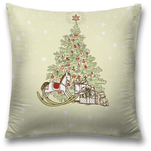 Наволочка декоративная на молнии, чехол на подушку JoyArty "Подарки ждут под елкой" 45х45 см