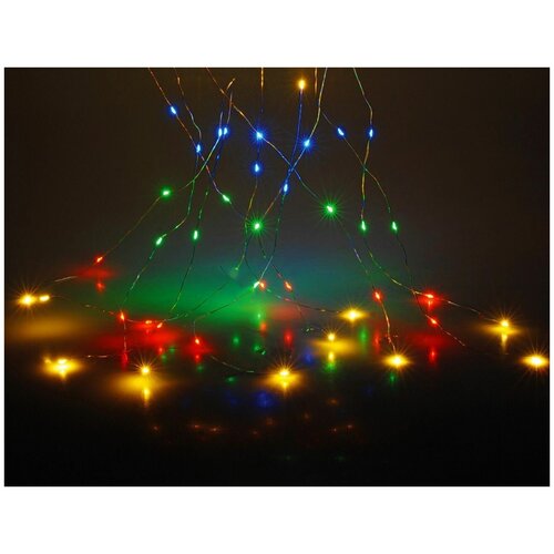 Гирлянда лучи (роса), 300 разноцветных mini LED-ламп, 10*3+5 м, серебряный провод, уличная, Koopman International