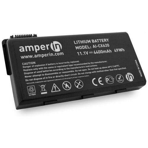 Аккумуляторная батарея Amperin для ноутбука MSI CX, CR, A Series 11.1V 4400mAh (49Wh) AI-CX620