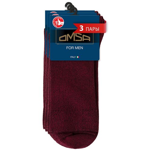 Носки Omsa, 3 пары, размер 45-47, бордовый