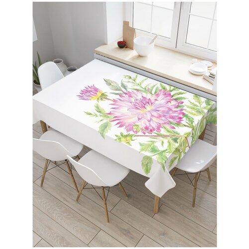 Скатерть прямоугольная JoyArty на кухонный стол "Цветущая георгина" из оксфорда, 120x145 см