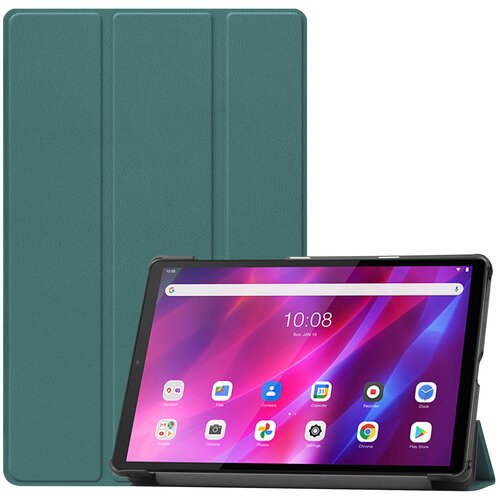 Чехол книжка для планшета Lenovo Tab K10 (2021) TB-X6C6F, прочный пластик, трансформируется в подставку, автоблокировка экрана (темно-зеленый)