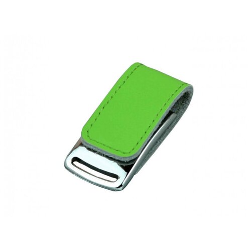 Кожаная флешка для нанесения логотипа с магнитным замком (64 Гб / GB USB 3.0 Зеленый/Green 216 Flash drive Брелок Бурано "Trinket Burano" N212)