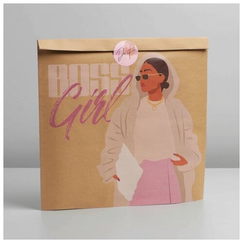 Пакет крафтовый упаковочный «Boss Girl», 30 × 40 × 6 см
