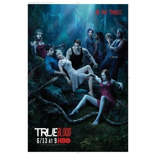 Плакат, постер на холсте Настоящая кровь (True Blood), Майкл Леманн, Скотт Уинант, Даниэль Минахан. Размер 30 х 42 см