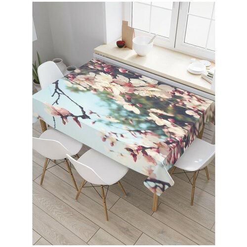 Скатерть прямоугольная JoyArty на кухонный стол "Цветущий персик" из оксфорда, 180x145 см