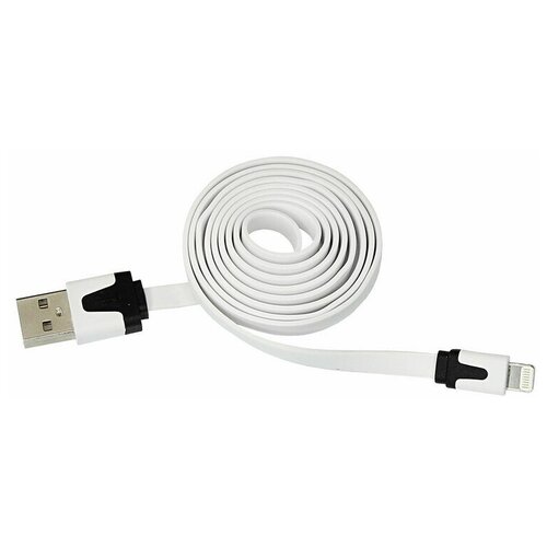 Плоский USB кабель для iPhone с разъемом Lightning 1 м, белый