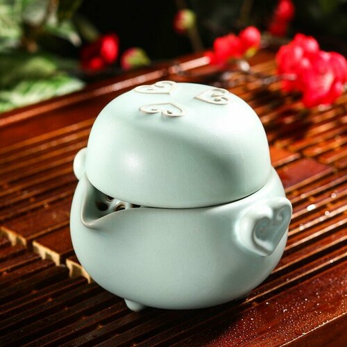 Чайный набор КНР керамический "Тясицу", 2 предмета чайник 10,5х10,5х9 см, чашка