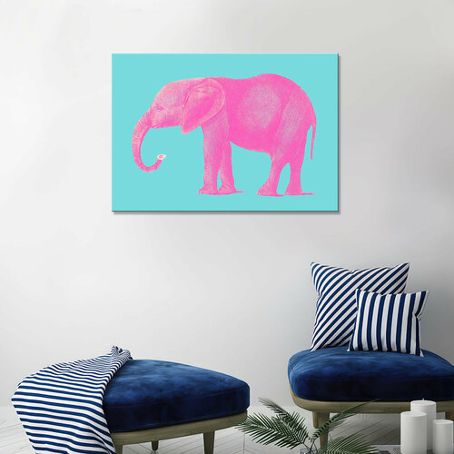 Картина/Картина на холсте/Картина на холсте для интерьера/ Картина на стену/ Картина в подарок для дома/ - Розовый слон на голубом фоне 50х70