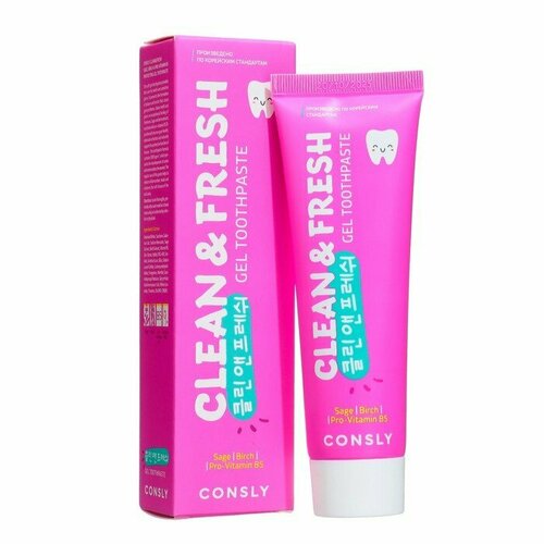 Гелевая зубная паста Consly Clean&Fresh с экстрактами шалфея и провитамином B5, 105 гр (комплект из 6 шт)
