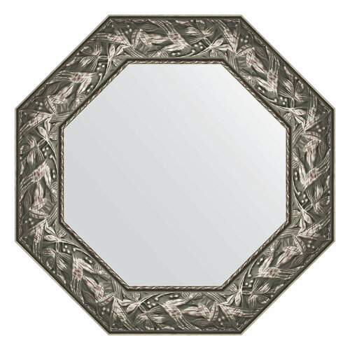 Зеркало настенное Octagon EVOFORM в багетной раме византия серебро, 63х63 см, для гостиной, прихожей, кабинета, спальни и ванной комнаты, BY 7372