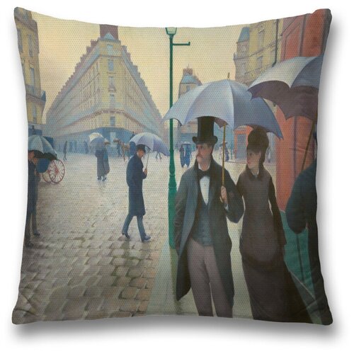 Наволочка декоративная на молнии, чехол на подушку JoyArty "Горожане под дождем" 45х45 см