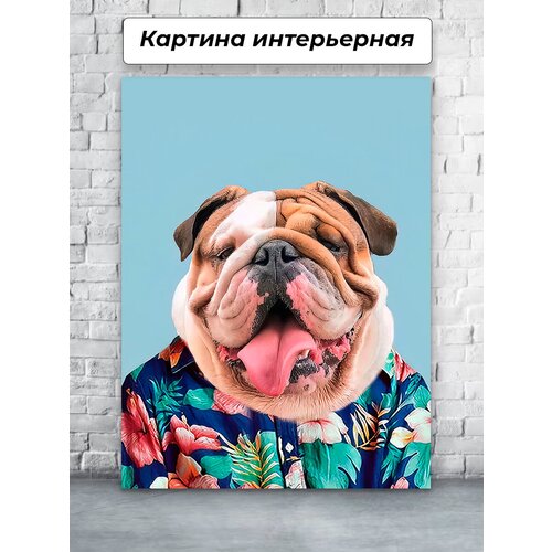 Картина интерьерная 20х30 Бульдог Собака Смешная