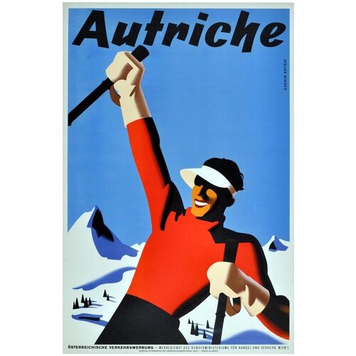 Плакат, постер на бумаге Винтажная реклама курортов Австрии. Размер 21 х 30 см