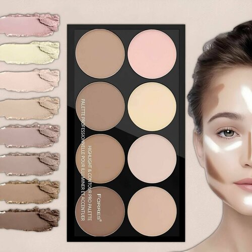 Палетка для контуринга и скульптурирования лица 02 FARRES HIGHLIGHT & CONTOUR PRO PALETTE