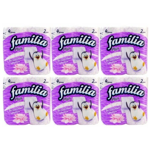 Familia Plus Туалетная бумага Магический цветок двухслойная, 4 шт, 6 упаковок