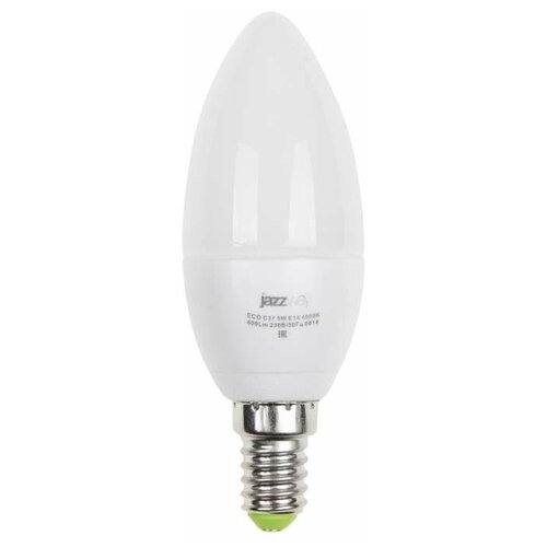 Лампа светодиодная PLED-ECO-C37 5Вт свеча 3000К тепл. бел. E14 400лм 220-240В JazzWay 1036834A ( 1шт. )