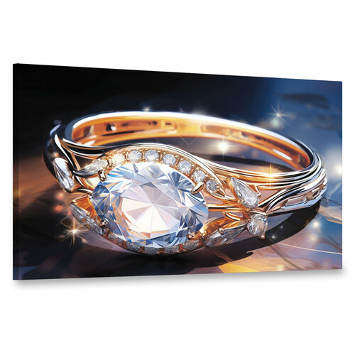 Интерьерная картина 100х60 "Сияющее обручальное кольцо"