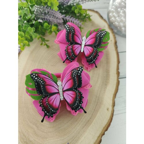Бантики "Бабочки" для девочек 2 шт, розовые