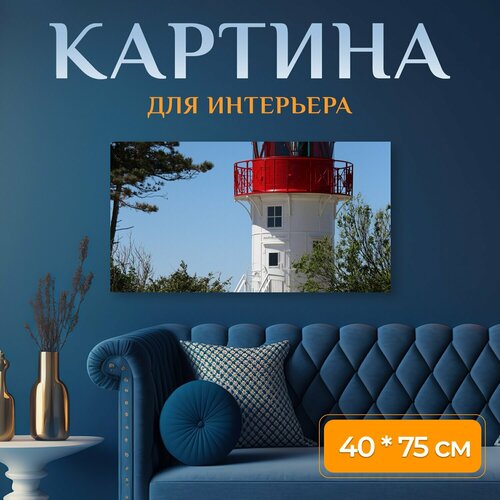 Картина на холсте "Скрытый, маяк, балтийское море" на подрамнике 75х40 см. для интерьера