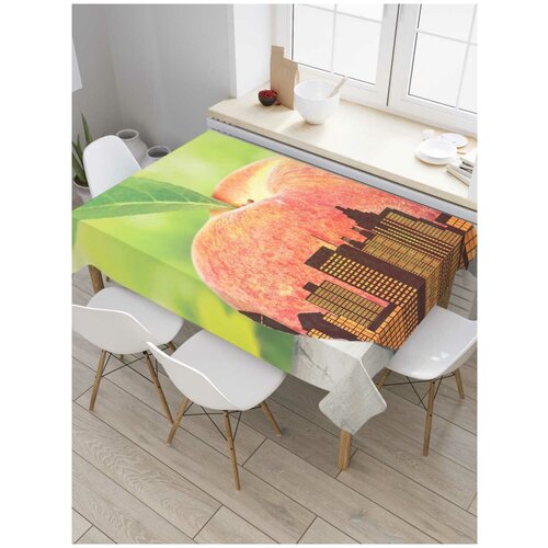 Скатерть прямоугольная JoyArty на кухонный стол "Яблочные небоскребы" из оксфорда, 180x145 см