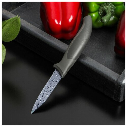 Нож с антиналипающим покрытием Доляна «Гранит», овощной, лезвие 8 см
