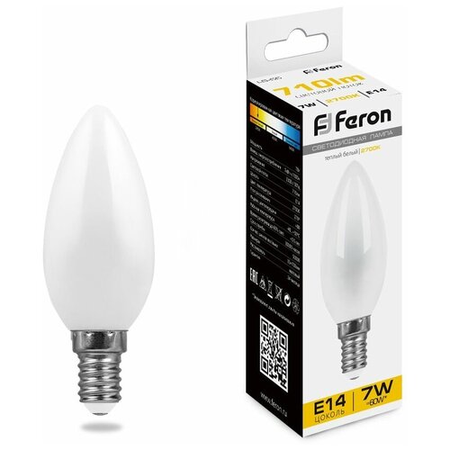 Лампа светодиодная Feron LB-66 25785, E14, C35, 7 Вт, 2700 К