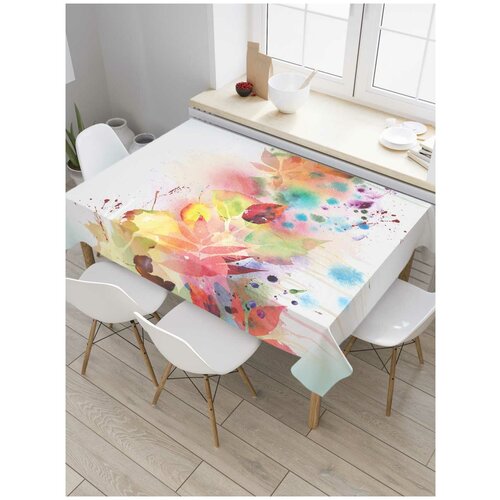 Скатерть прямоугольная JoyArty на кухонный стол "Листья в красках" из оксфорда, 180x145 см